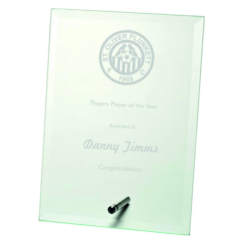 Rectangular Glass Football Trophy | Budget Award | 3 sizes